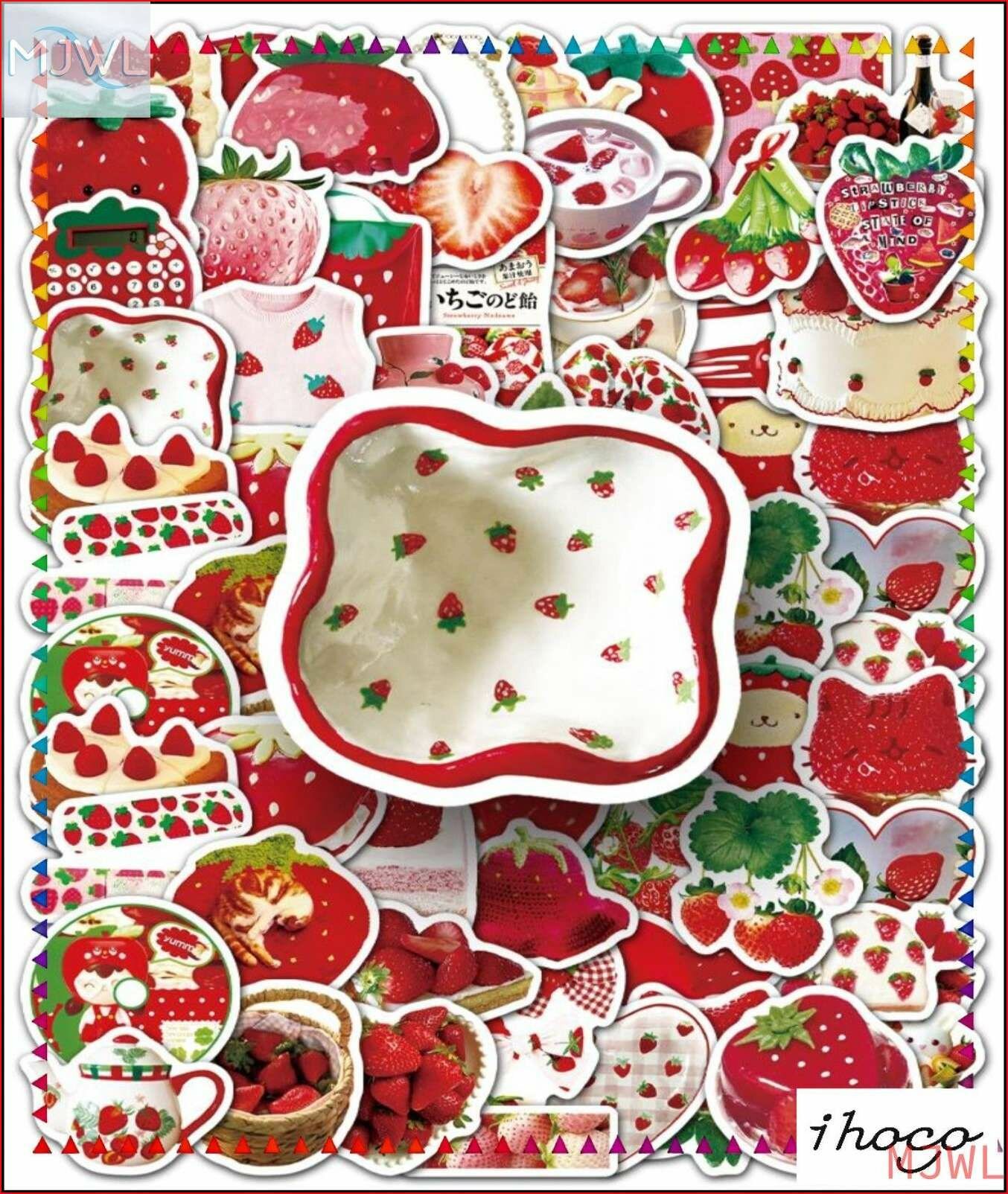 Эксклюзивный набор из 50 забавных мультяшных наклеек с клубникой для украшения детей и взрослых