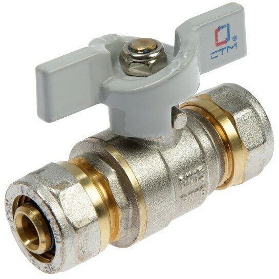 Кран шаровой "СТМ" стандарт, 16 х 16 мм, цанга/цанга, бабочка