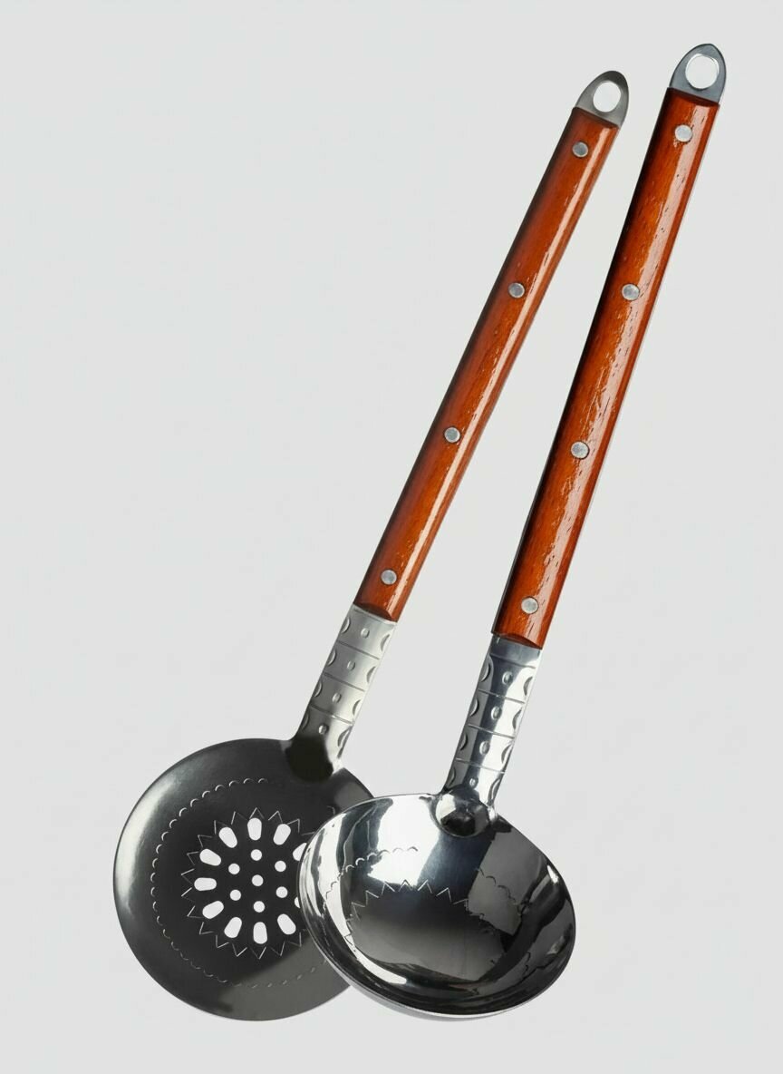 Шумовка для казана и половник большой нержавеющая сталь CRAZY CHEF