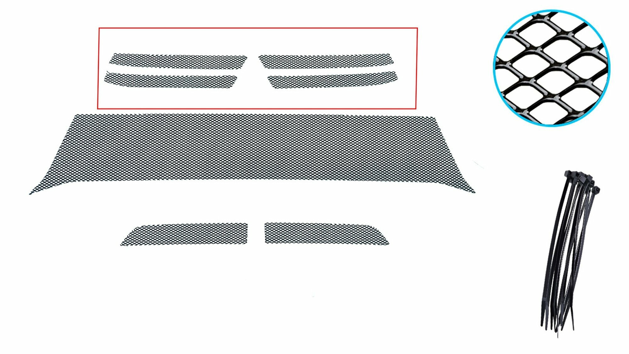 Защитная сетка радиатора для MITSUBISHI ASX 2017-2019 (I рестайлинг-2), верх, 4шт