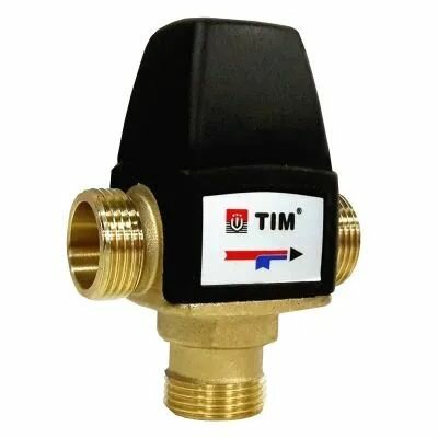 Клапан термостатический трехходовой смешение боковое TIM 1", KVs 1.6, 35-60 C