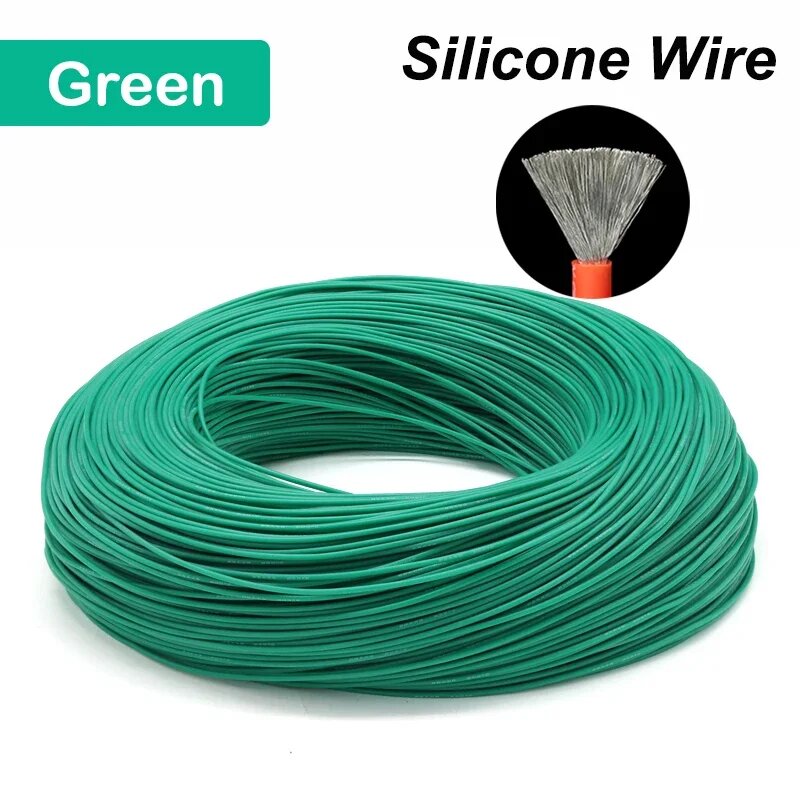 Мягкий силиконовый медный кабель 30-20 AWG 22AWG, зеленый, 5M