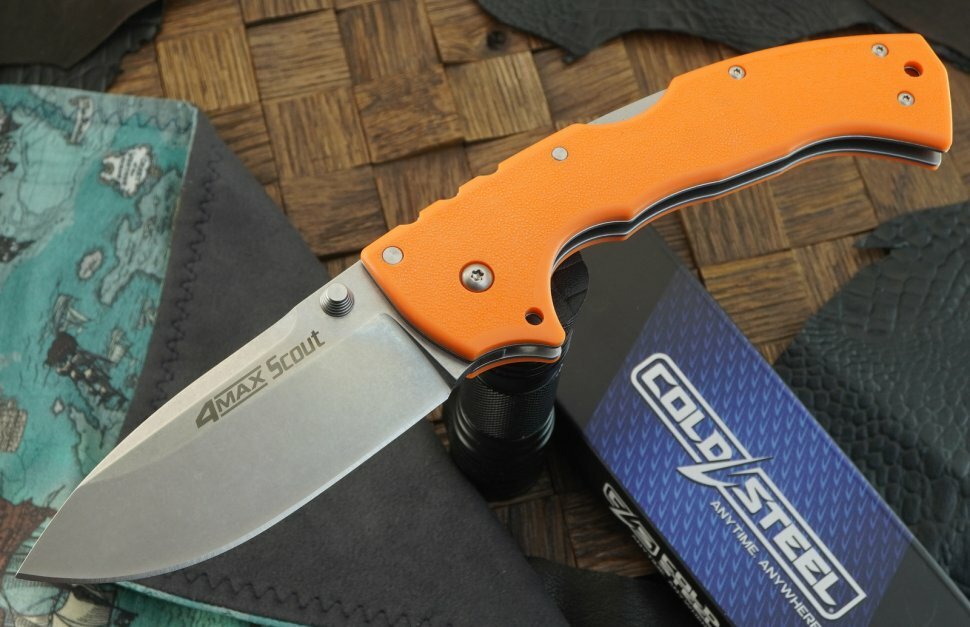 Складной нож Cold Steel 4-MAX Scout, сталь AUS-10A, оранжевая рукоять