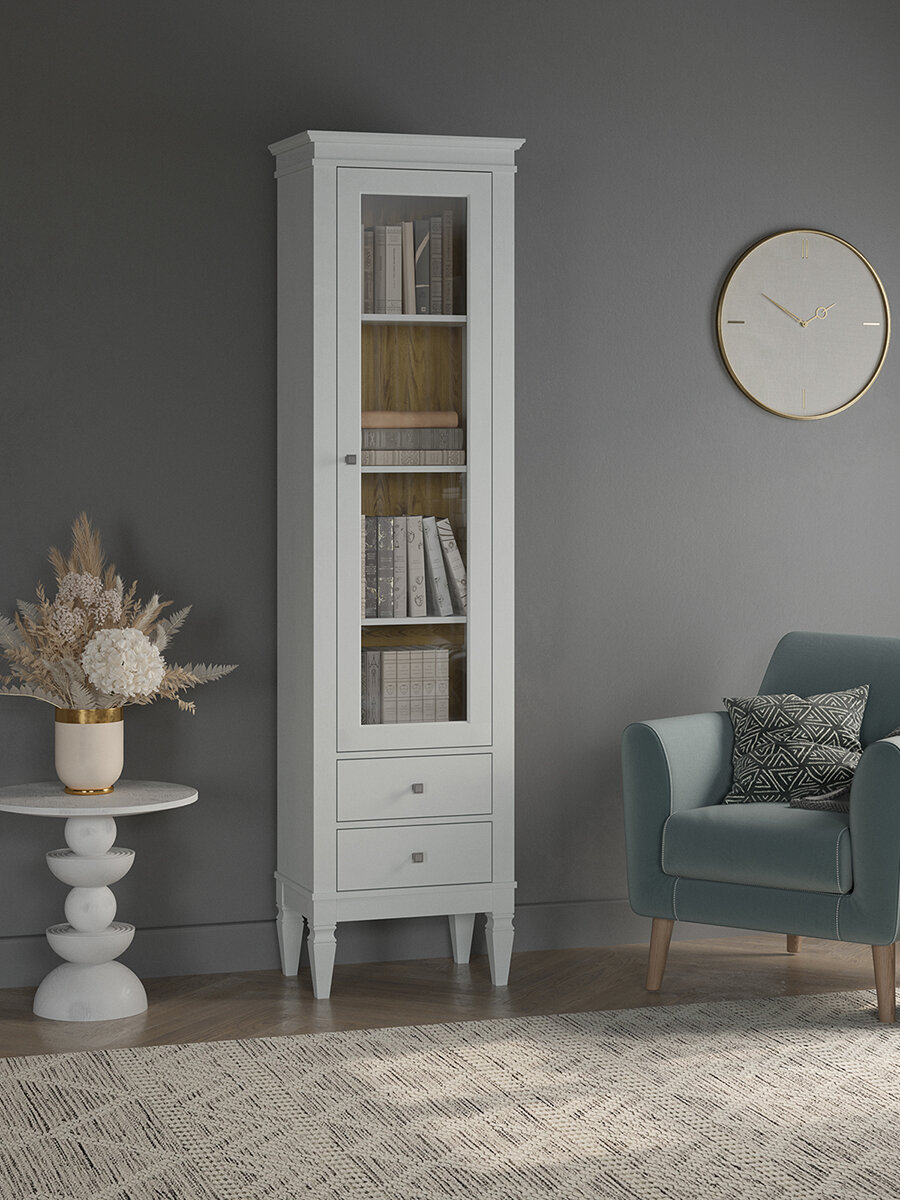 Шкаф для посуды ММЦ Гостиная Ольса-С 102 (белый лак), массив сосны