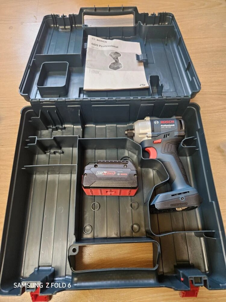 Профессиональный Оригинал в кейсе аккумуляторный ударный гайковерт Bosch GDS18v-350, квадрат 1/2 дюйма, бесщеточный двигатель, 350 Нм,3 уровня регулируемого крутящего момента, без батарей и зарядки