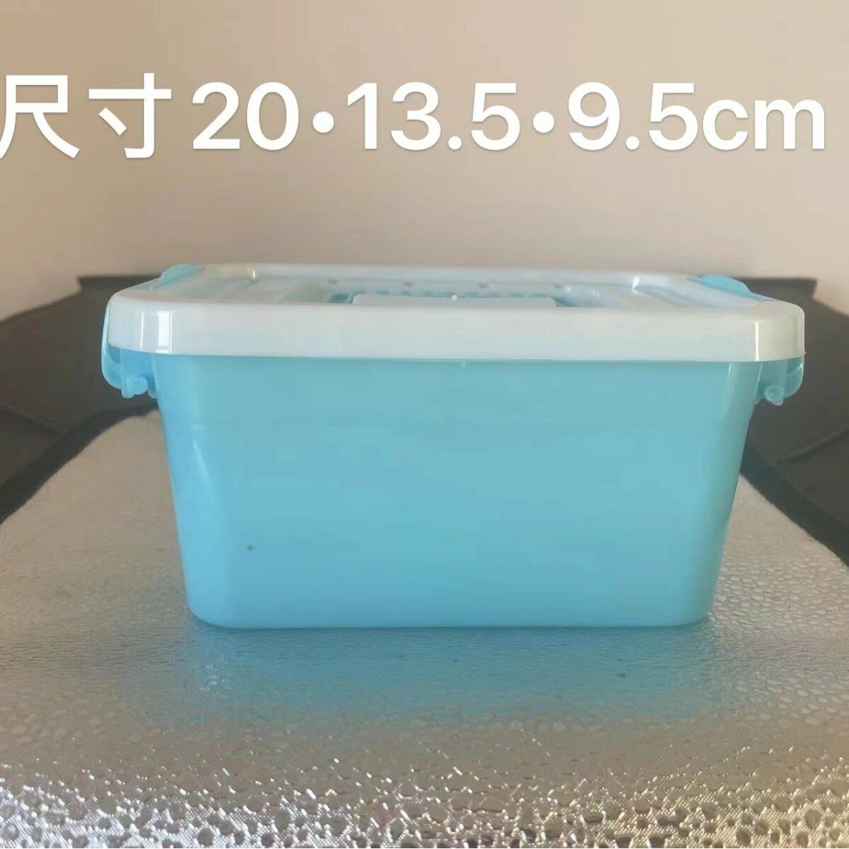 Органайзер для капсул стирального порошка - голубой-белый, габариты 20x13,5x9,5 см, вмещает 150 капсул, прозрачный