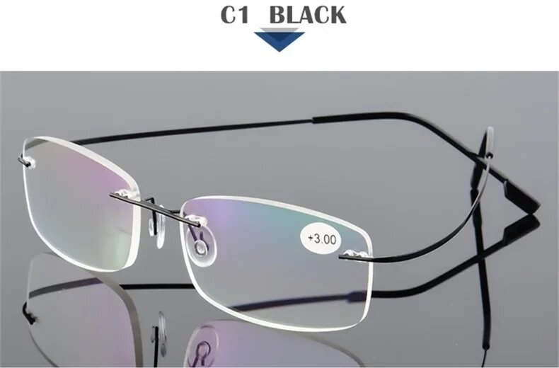 Очки для чтения без оправы SWOKENCE C1 Black +3.00