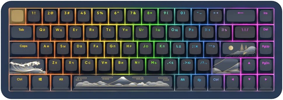 Клавиатура проводная Red Square Alumix 68 Yotei, магнитная, синий/коричневый + коврик