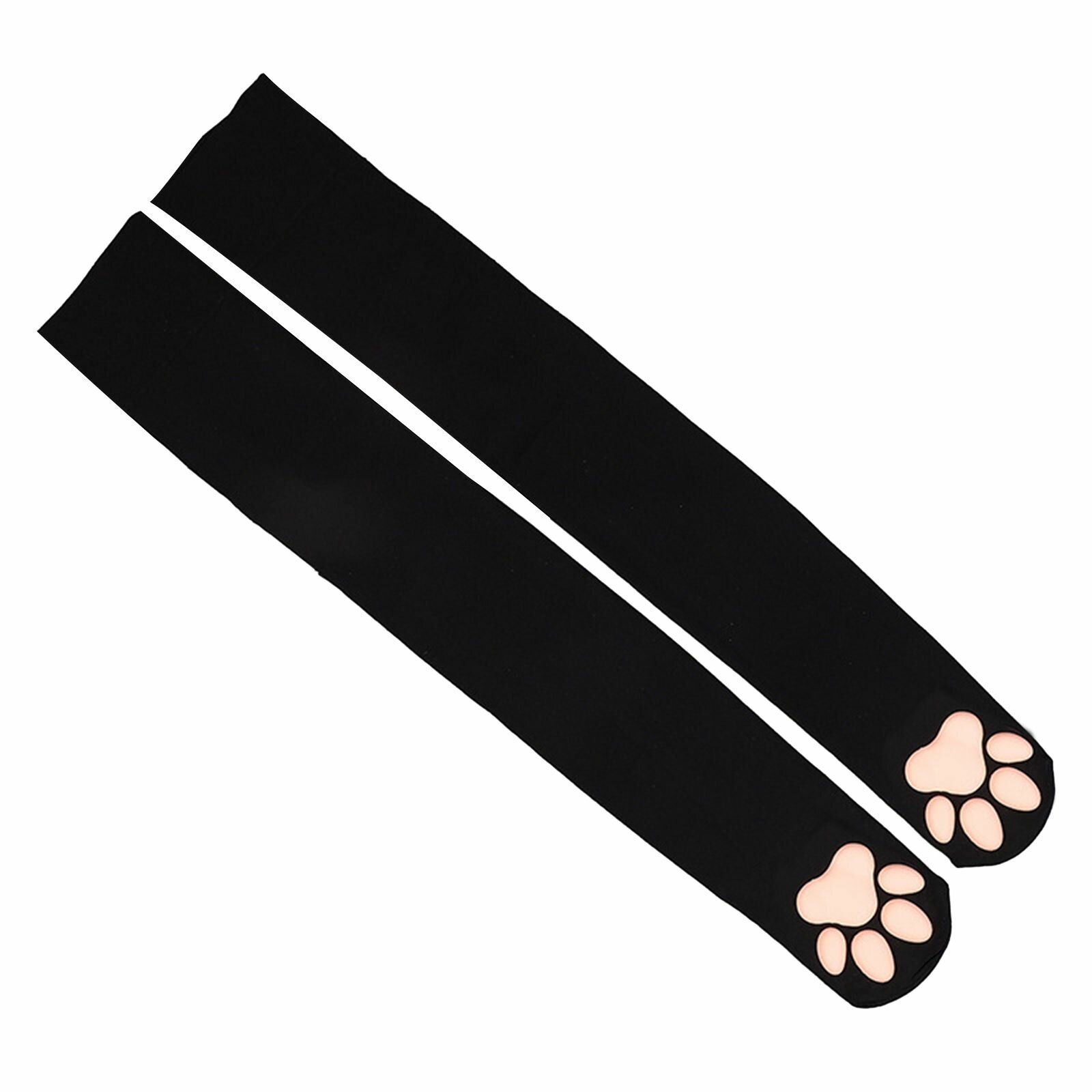 Розовые чулки до бедра с силиконовыми подушечками в виде кошачьих лап