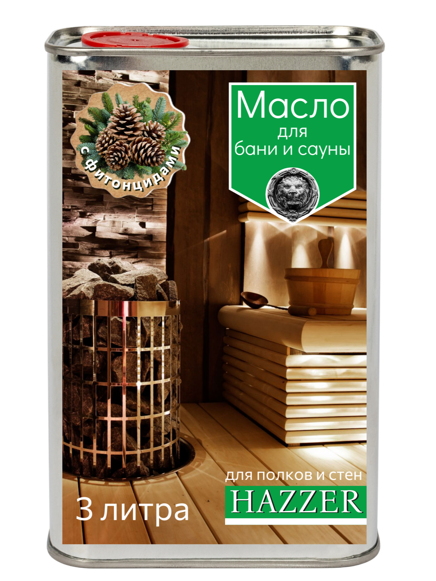 Масло-пропитка с фитонцидами для бани и сауны, полков, бесцветное, Hazzer, 3 литра