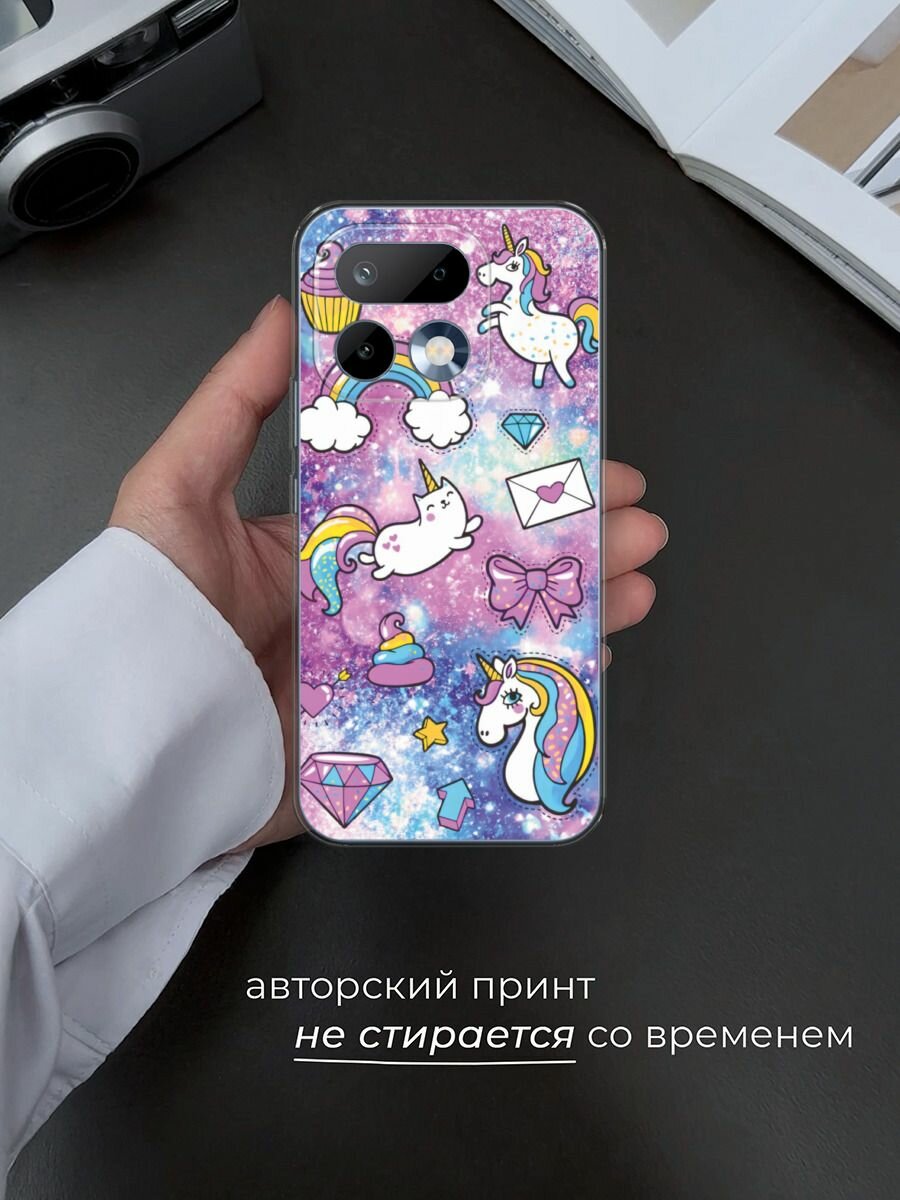 Чехол на Realme 16 Pro / Реалме 16 Про с принтом Rainbow doodles — фото 1