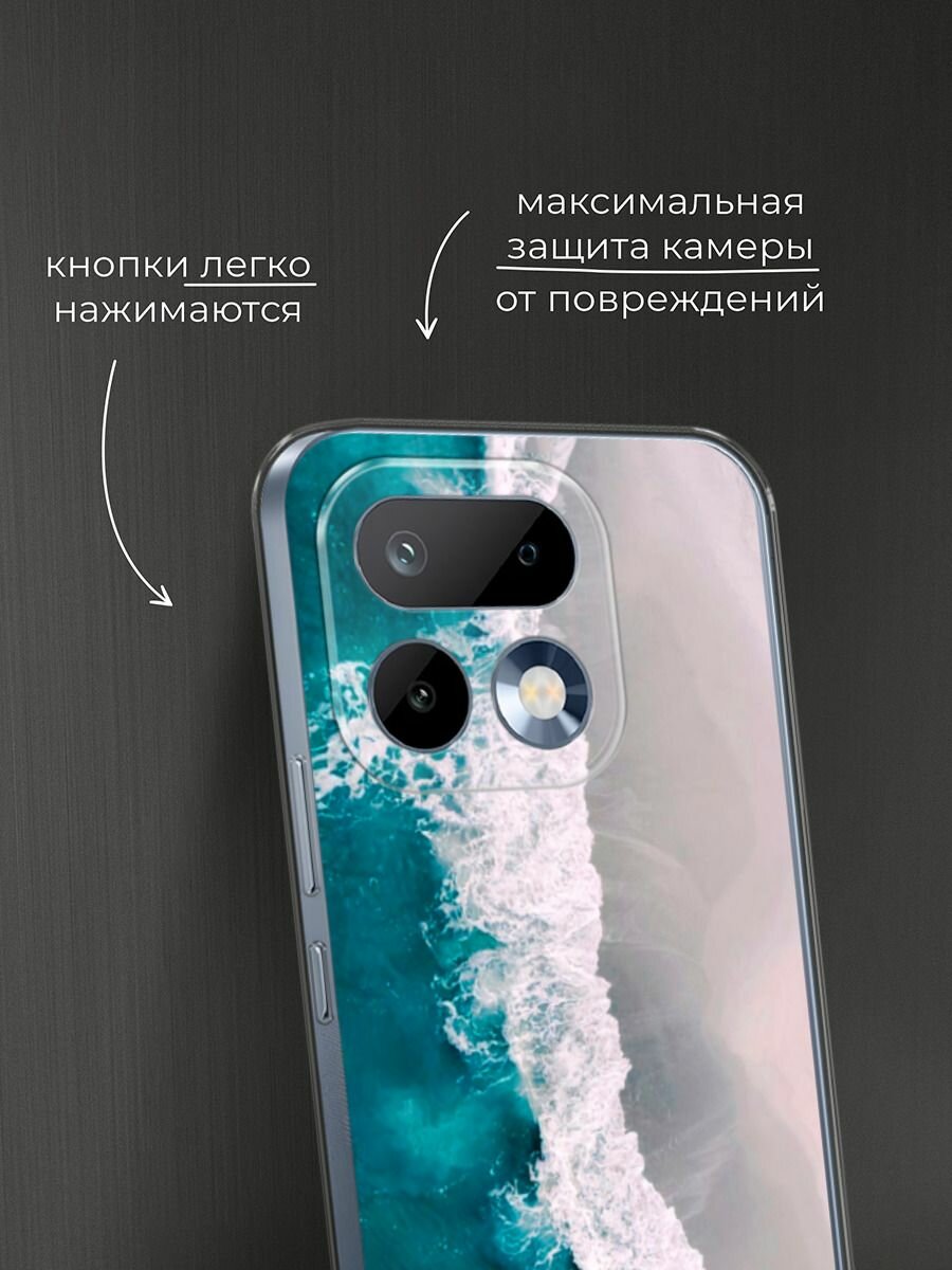Чехол на Realme 16 Pro / Реалме 16 Про с принтом Бирюзовые волны — фото 1
