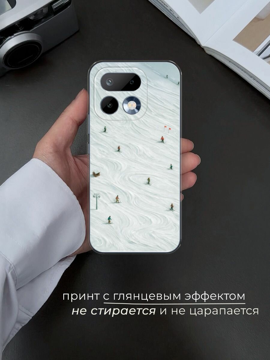 Силиконовый чехол на Realme 16 Pro / Реалме 16 Про с принтом Лыжная трасса — фото 1