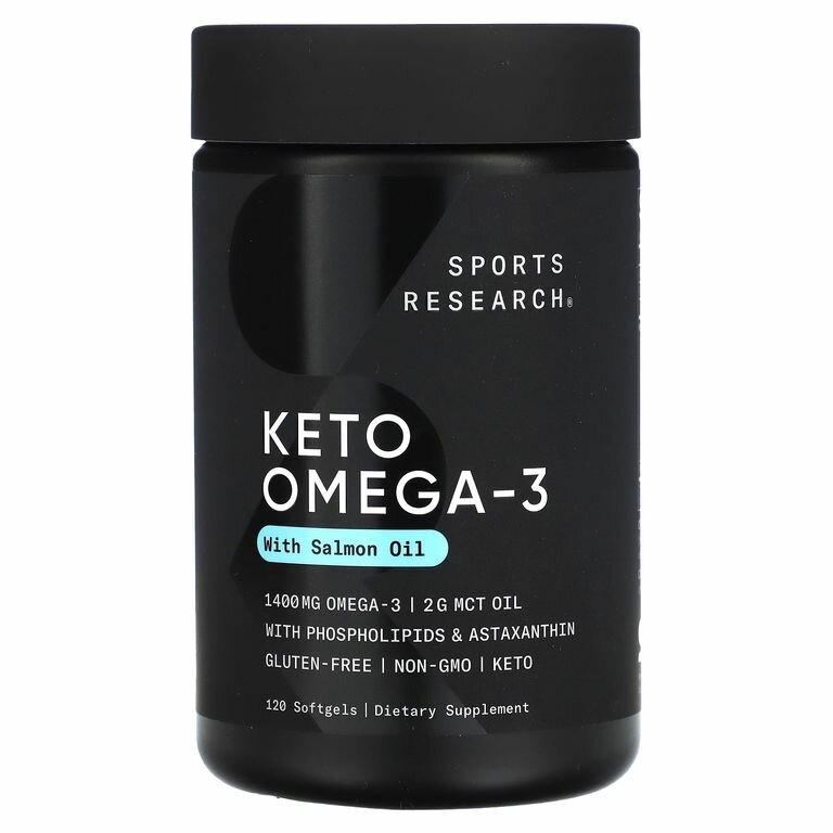 Sports Research, Keto Omega-3 Salmon Oil, Масло дикой красной нерки с омега-3, 120 капсул