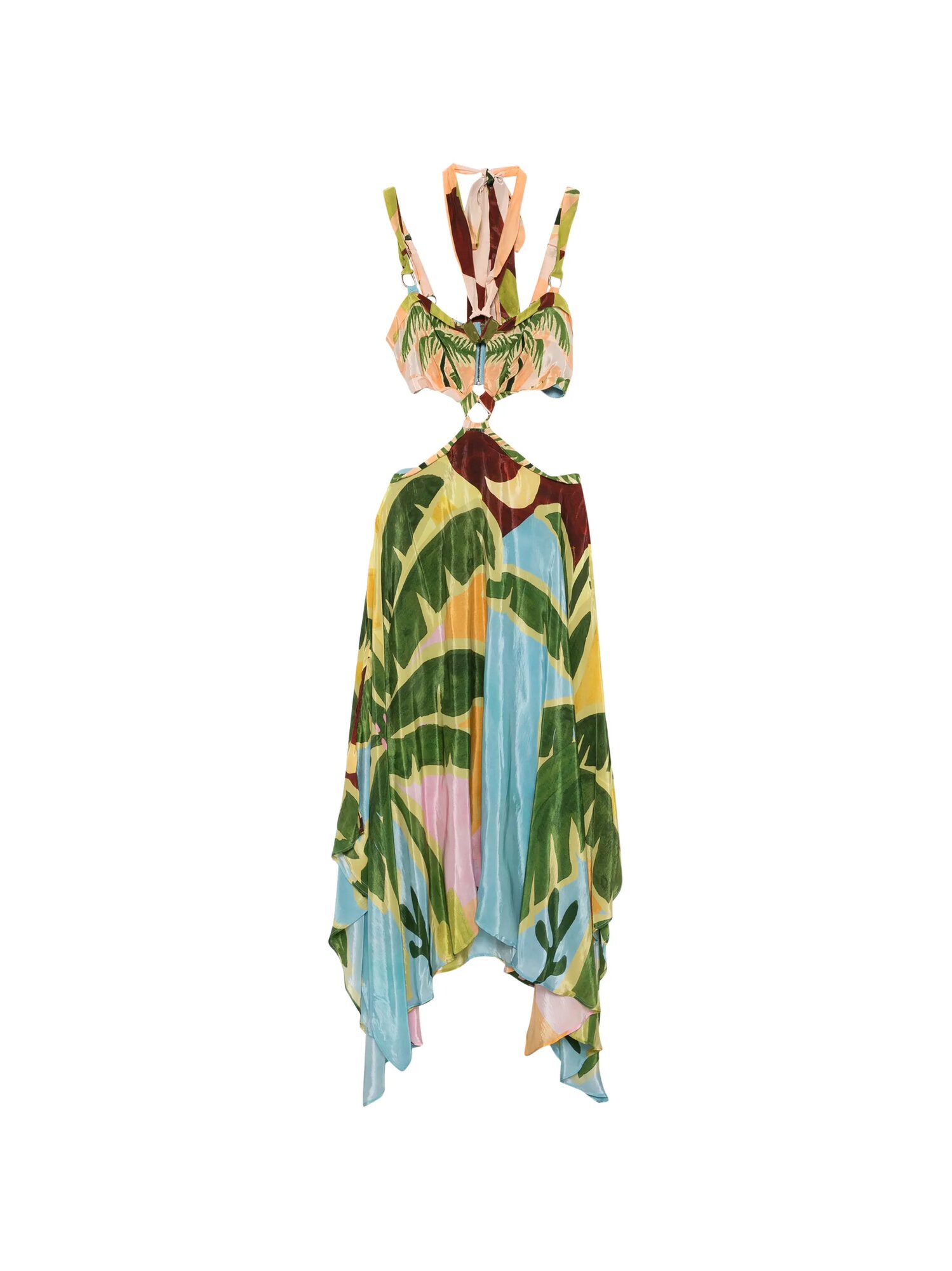 Платье Tropical-print asymmetric midi dress