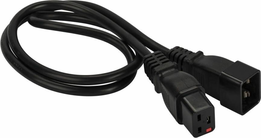 Шнур питания Lanmaster C19-Schuko, проводник 3х1,5 мм2, 0,5 м, 220В, 16А, черный (LAN-PP19L/20-0.5-BK)