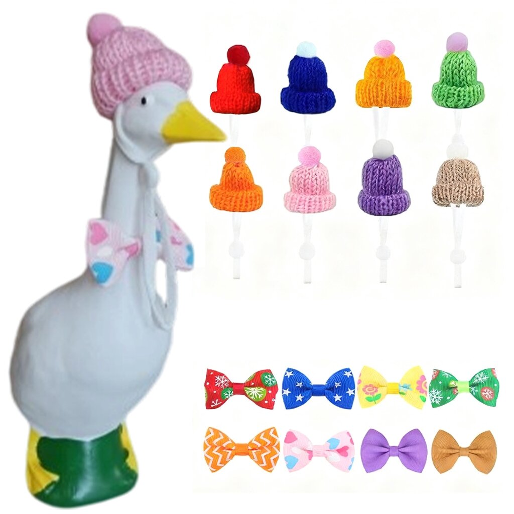 7-дюймовая статуя гуся, вязаная шапка и бант, рождественские аксессуары для гуся на Хэллоуин