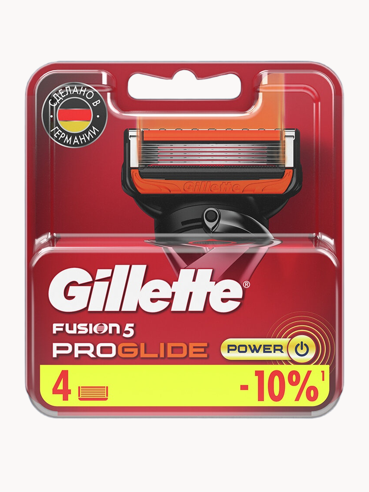 GILLETTE Fusion 5 ProGlide Power Сменные кассеты для бритья с 5 лезвиями, мужские, 4 шт.