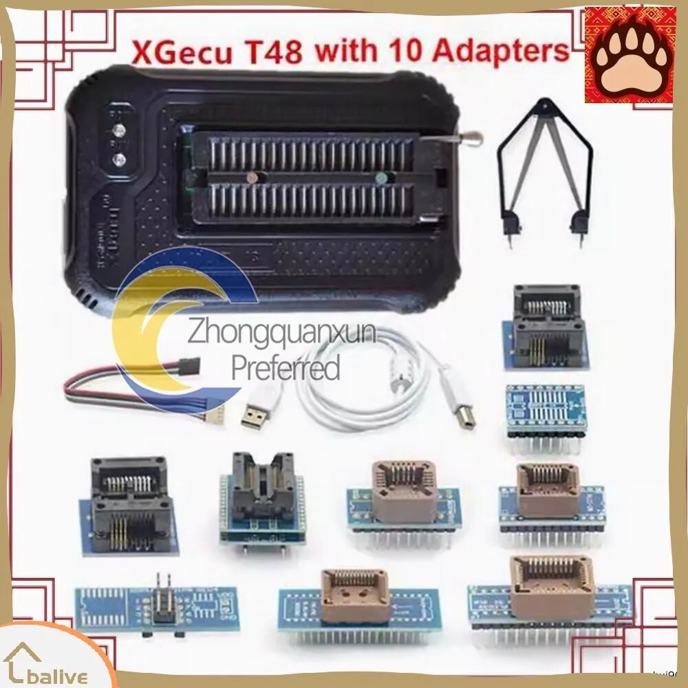 USB-концентратор для программирования XGecu T48 с 10 адаптерами для EMMC / EMCP, SPI NAND, GAL, микроконтроллеров