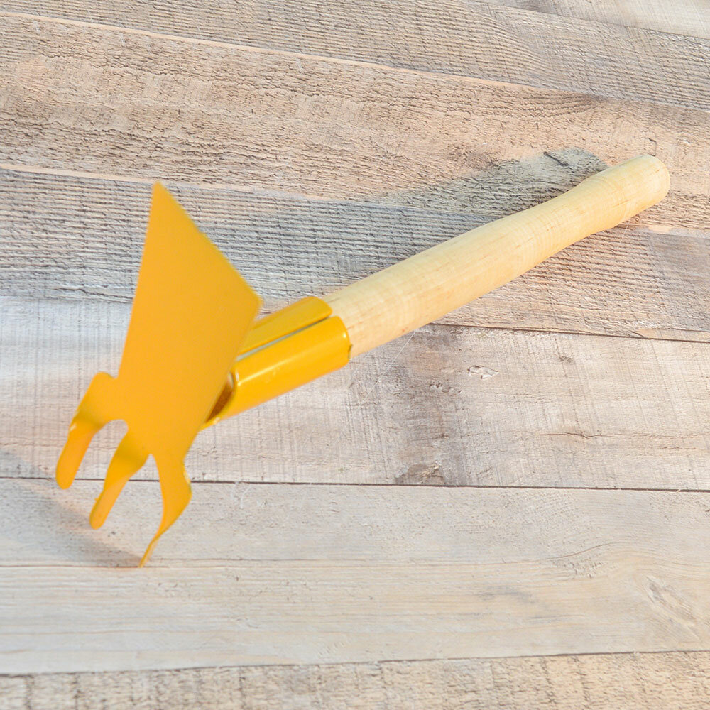 Рыхлитель-мотыжка комбинированная №2, деревянный черенок, садовый инструмент для прополки и рыхления