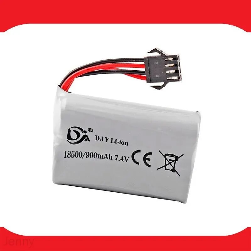 1 шт. li-ion аккумулятор 18500, 7.4V 900mah, разъем SM-4P Реверс, Подходит для 8-колесного автомобиля-амфибии RC