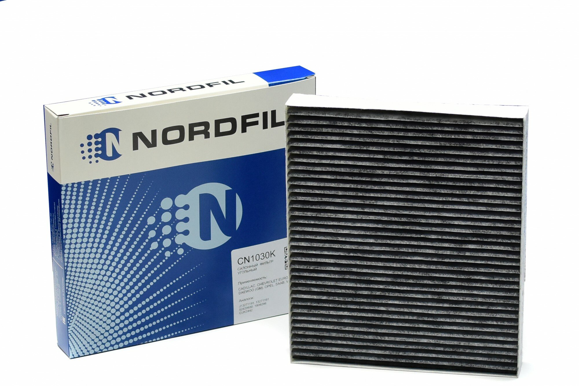 Фильтр салонный угольный «Nordfil» Chevrolet Cruze, Aveo T300 2011-, Spark, Orlando / Opel Astra J 2009-, Insignia, Mokka