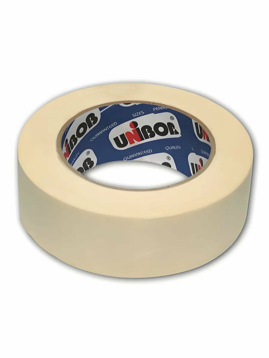 Клейкая лента малярная креппированная 50 мм х 50 м (реальная длина!), профессиональная, UNIBOB 28139