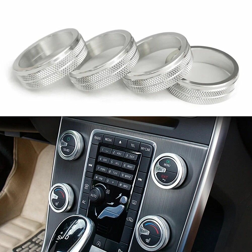 Ручки кондиционера (крышки) для Volvo V40 2013-2016, XC60 2011-2016, S60 2011-2017, S80 2014 — серебристые, комплект 4 шт