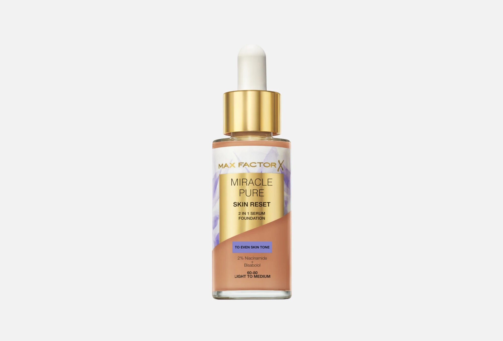 Тональная сыворотка для лица Max Factor Miracle Pure Skin Reset Serum, оттенок 60-80, Light to medium, 30 мл