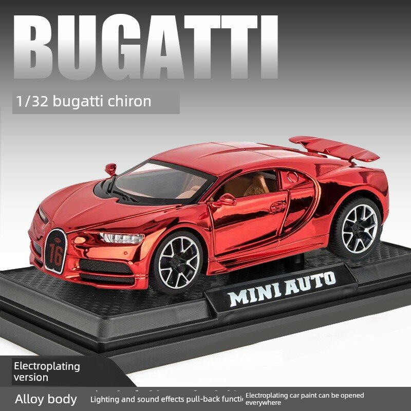 Модель автомобиля Bugatti Chiron [Электрический красный] из алюминия для детей, масштаб 1:24