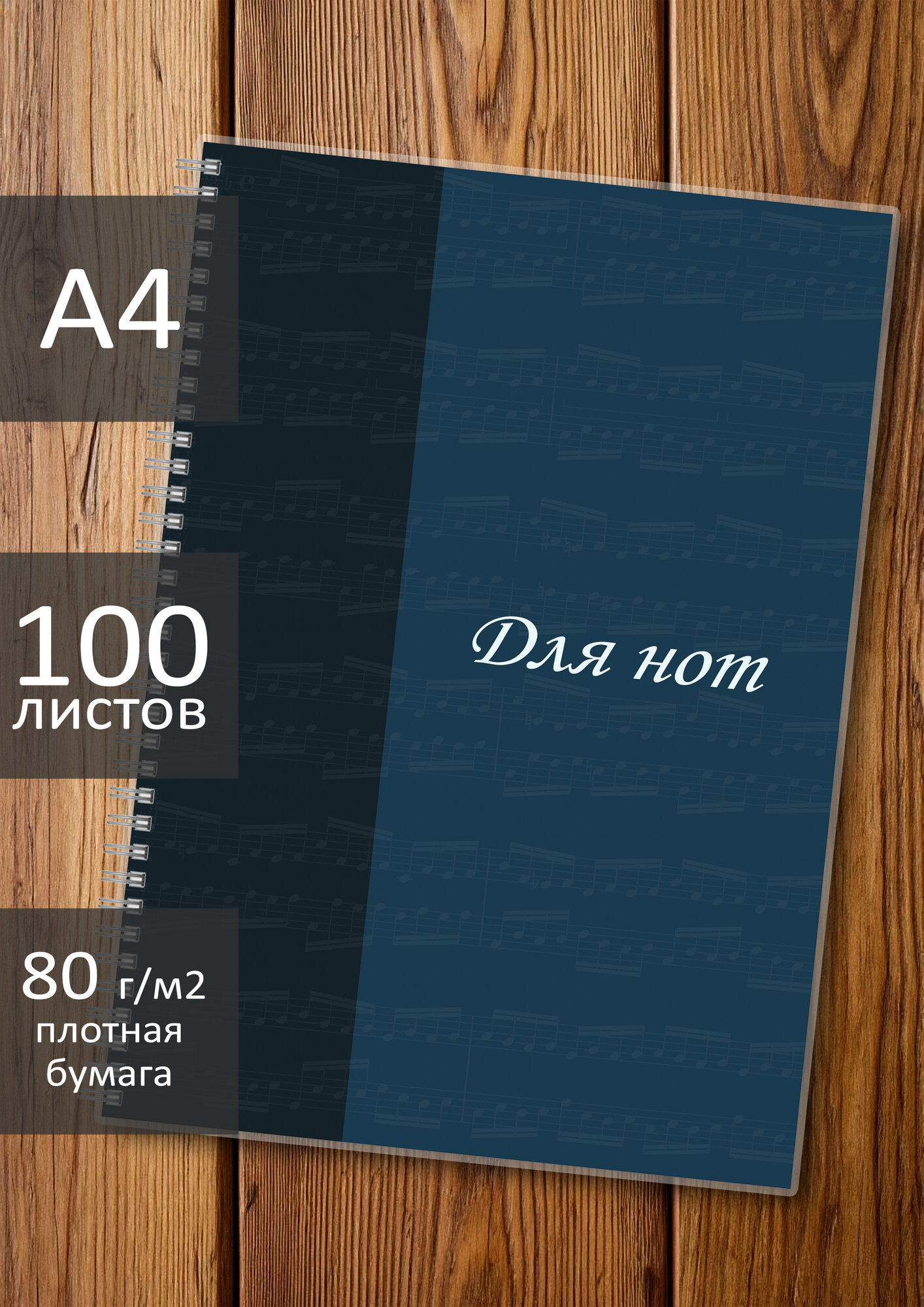 Нотная тетрадь А4, 100л. Спираль, ламинированная обложка.