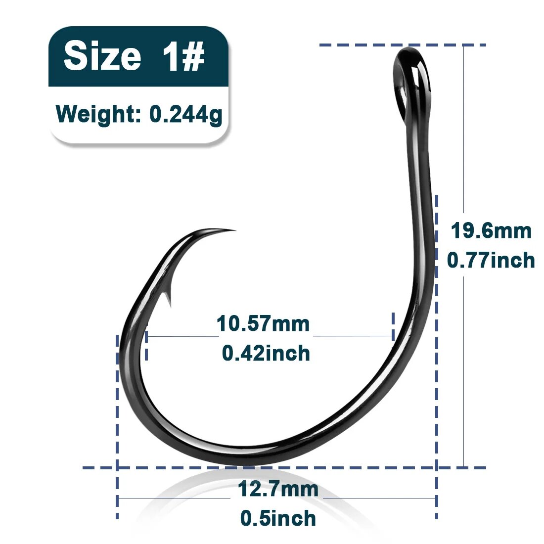 Крючок для рыбалки DWLIFE Size 1#, 10.57mm Gap, 25 шт.