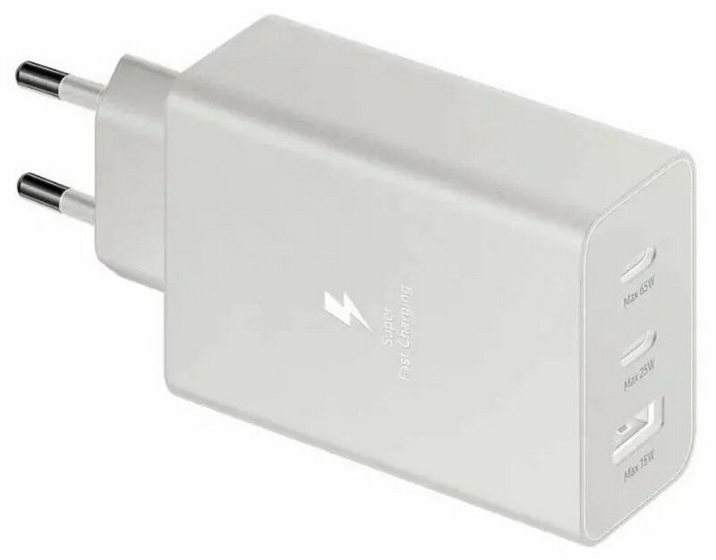 Сетевое з/у Samsung 65W/1xUSB+2xUSB-C/QC/PD/пластик/белый (EP-T6530NWEGRU)