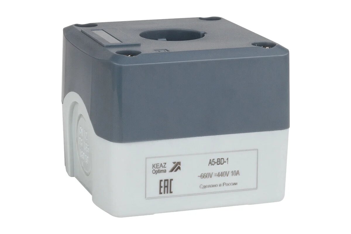 Корпус КЭАЗ кнопочного поста OptiSignal D22 A5‑BD‑1 серый пластик IP65 одно отверстие 22 мм