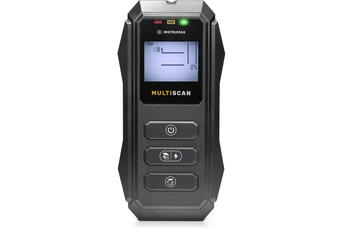 Детектор скрытой проводки INSTRUMAX Multiscan IM0168 металл, дерево, 50 мм глубины обнаружения, авто‑калибровка, компактный прибор для профессионалов