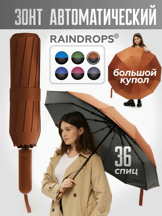 Смарт-зонт RAINDROPS, brown