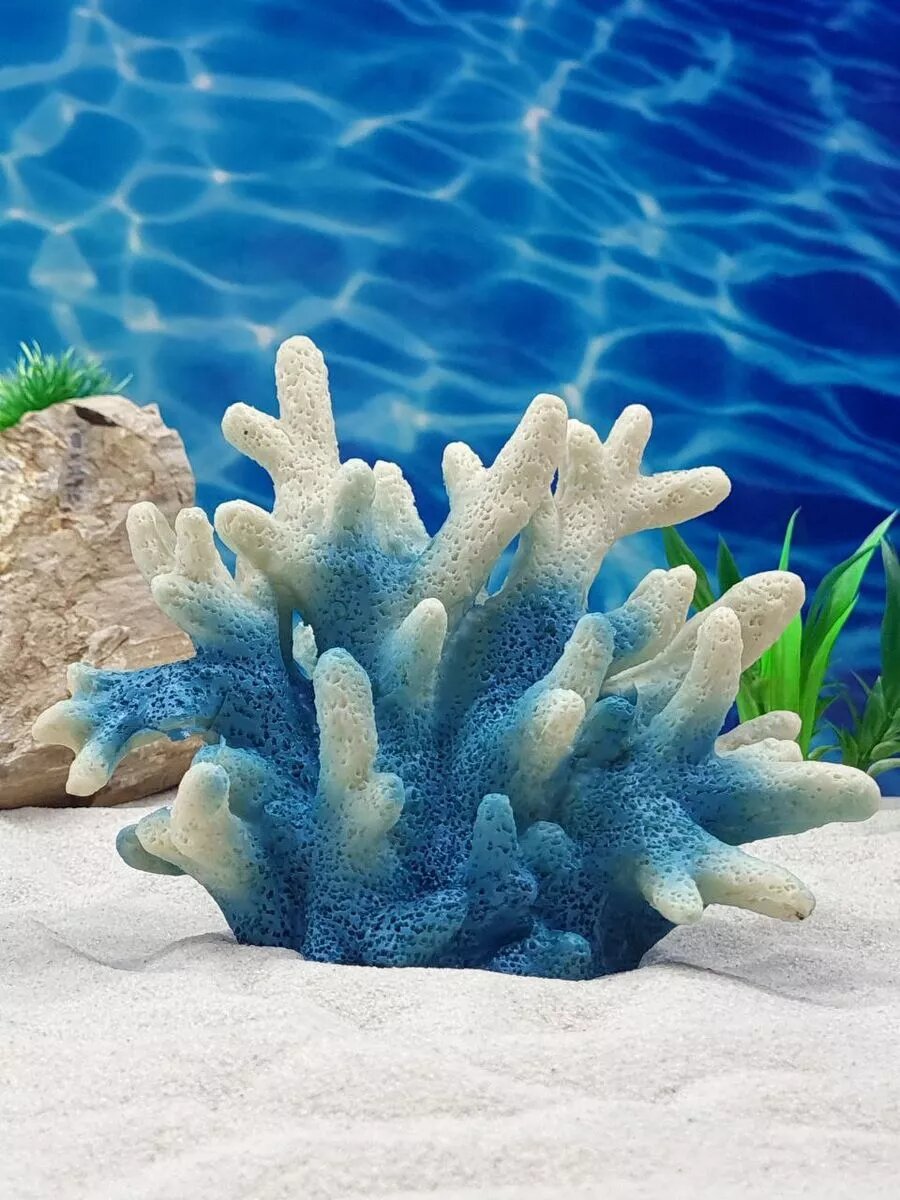 Декор для аквариума Коралл голубой 15х17х9 см