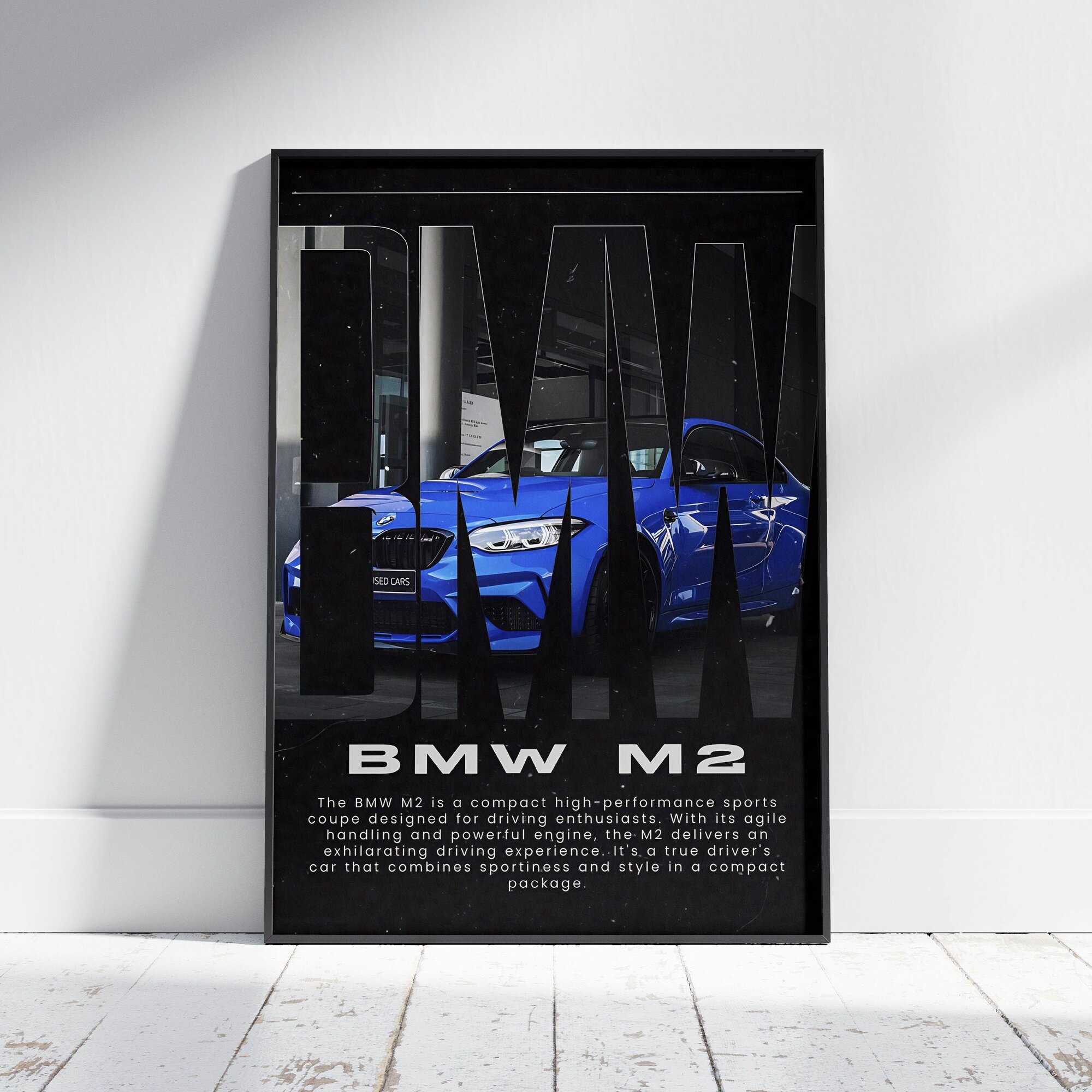 Плакат на стену для интерьера Спорткар (BMW M2 3) - Постер по спортивным гоночным машинам автомобилям формата А4 (21x30 см)