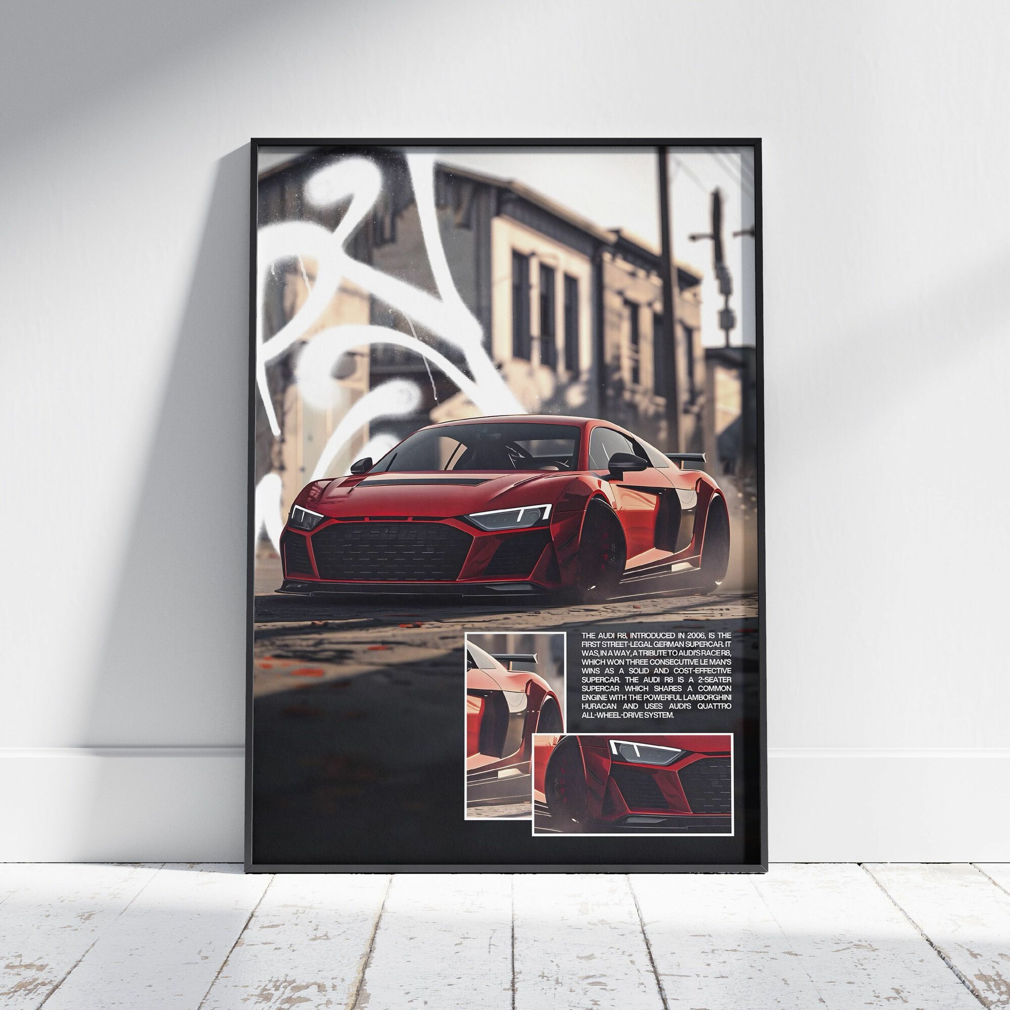 Плакат на стену для интерьера Спорткар (Audi R8 7) - Постер по спортивным гоночным машинам автомобилям формата А4 (21x30 см)