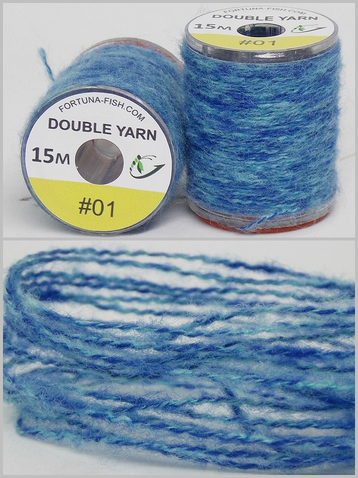 Пряжа Double Yarn #01 - Azure / Light Blue (15 м.)