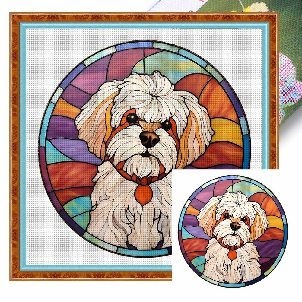 Эксклюзивный мотив Мальтийский терьер для вышивания, набор 11CT 40x40 см