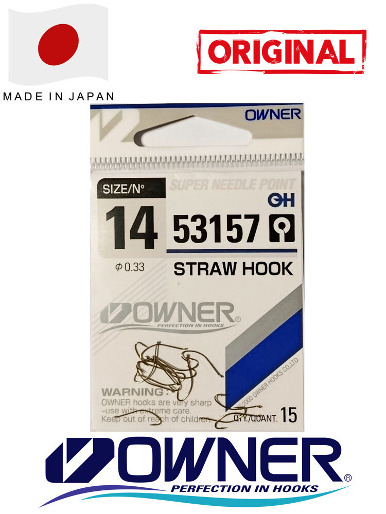Крючки OWNER 53157 №14 STRAW HOOK / Крючок, Овнер, одинарные для рыбалки