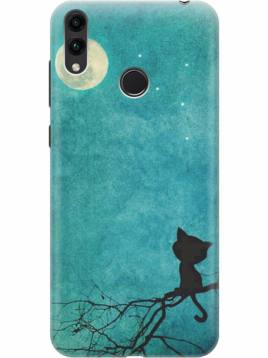 Чехол - накладка ArtColor для Honor 8C с принтом "Котенок и луна"