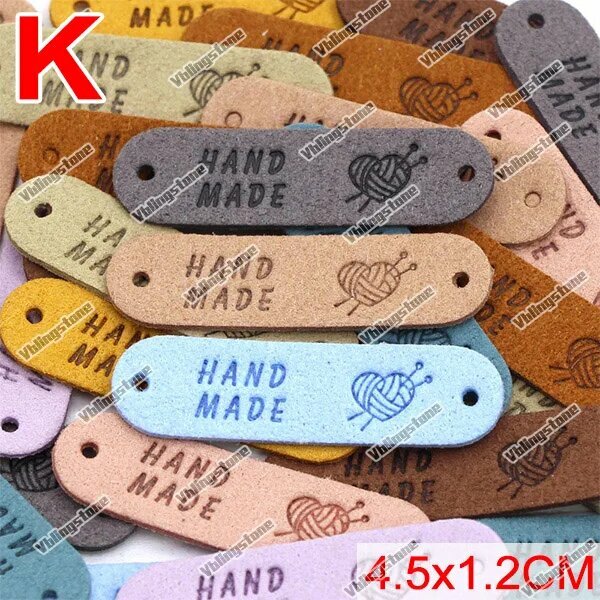 Кожаные бирки "Hand Made" K, 20 шт, 4.5x1.2 см