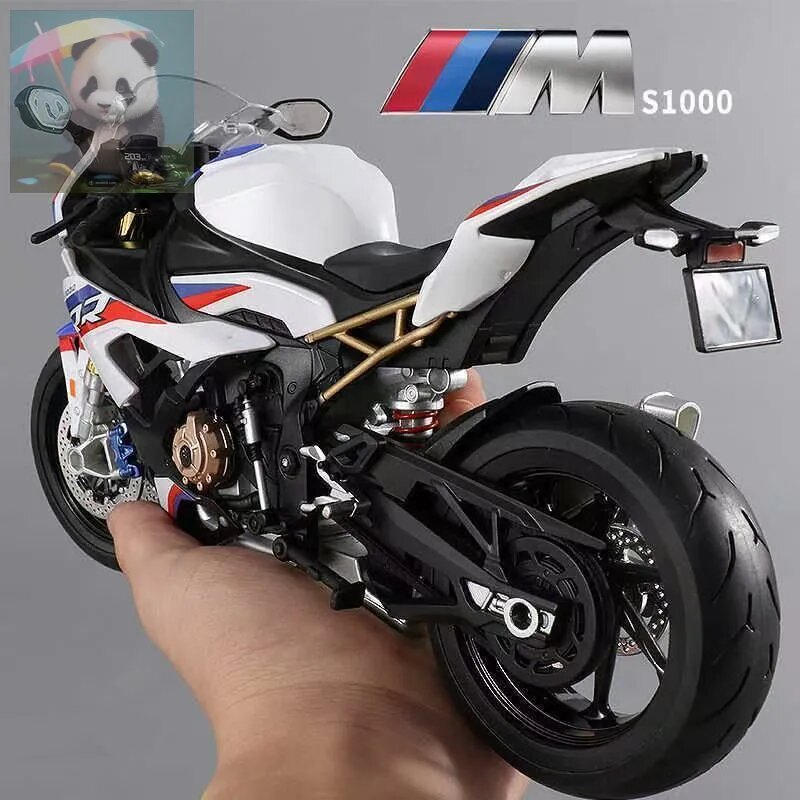 Игрушечная модель мотоцикла BMW S1000RR 1:12 Белый/Синий со звуковыми и световыми эффектами