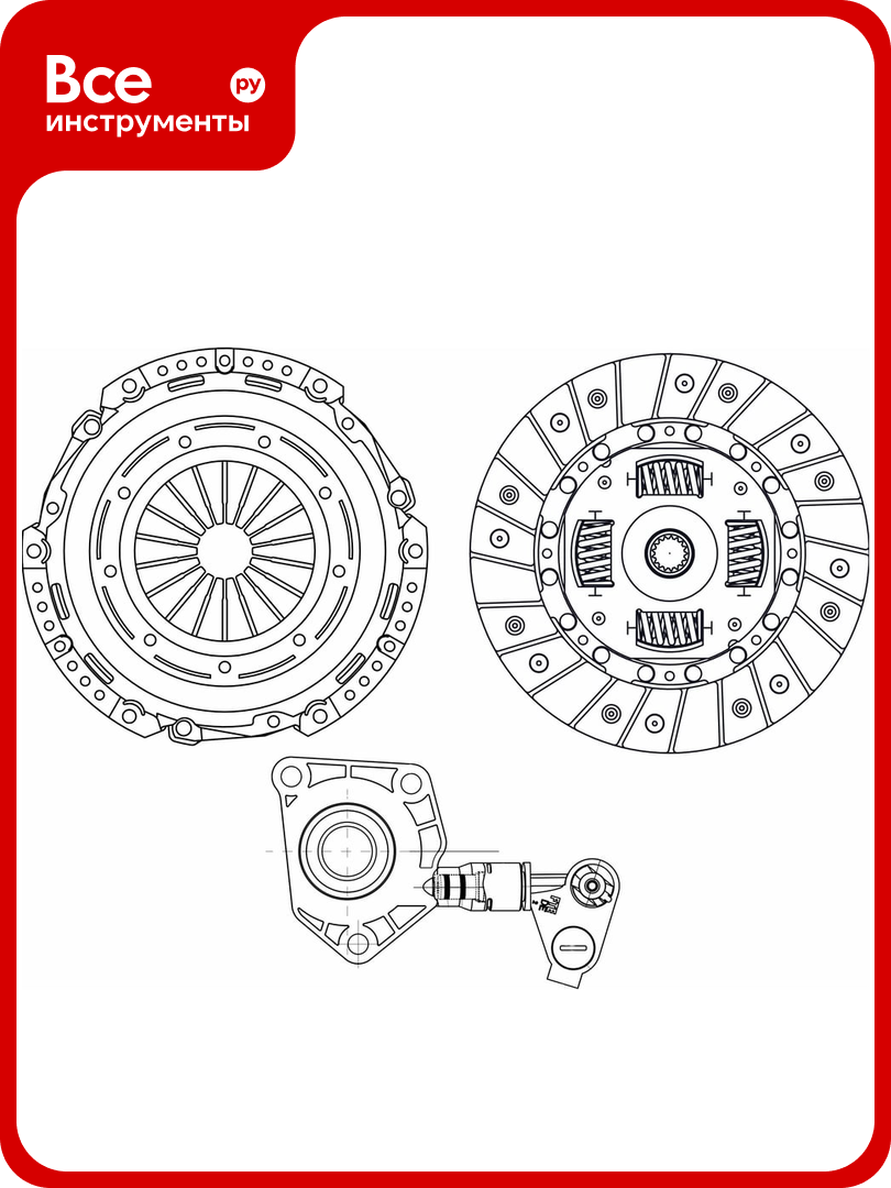 Комплект сцепления Ford Focus III (11-) 1.6i/ Mondeo IV (07-) 1.6i с гидравлической муфтой TRIALLI FR 1016