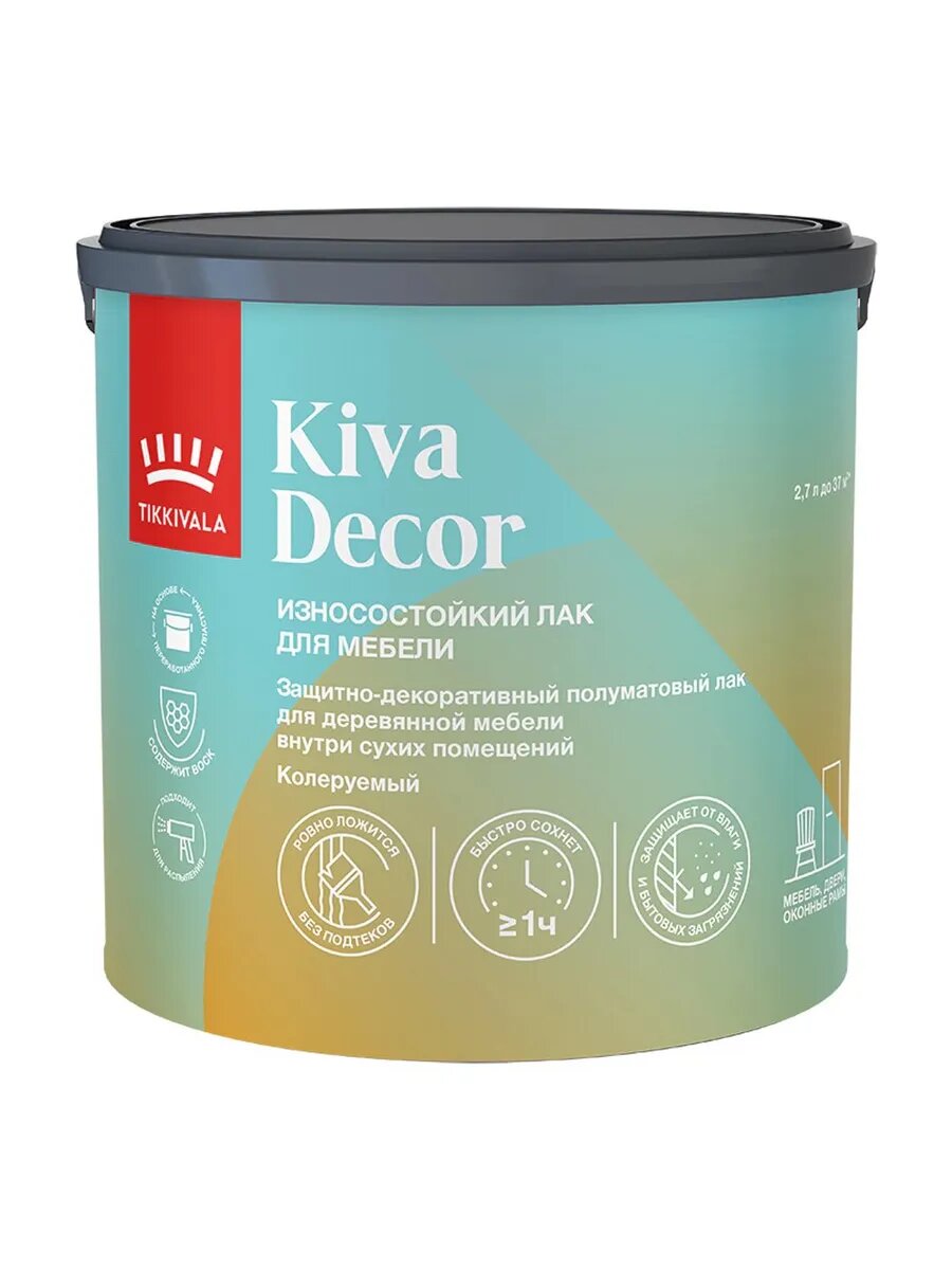 Лак для мебели акриловый TIKKIVALA Kiva Decor полуматовый пр
