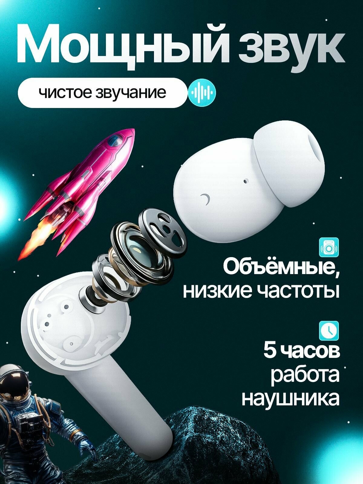 Наушники беспроводные с микрофоном, Bluetooth, Lightning, оливковый