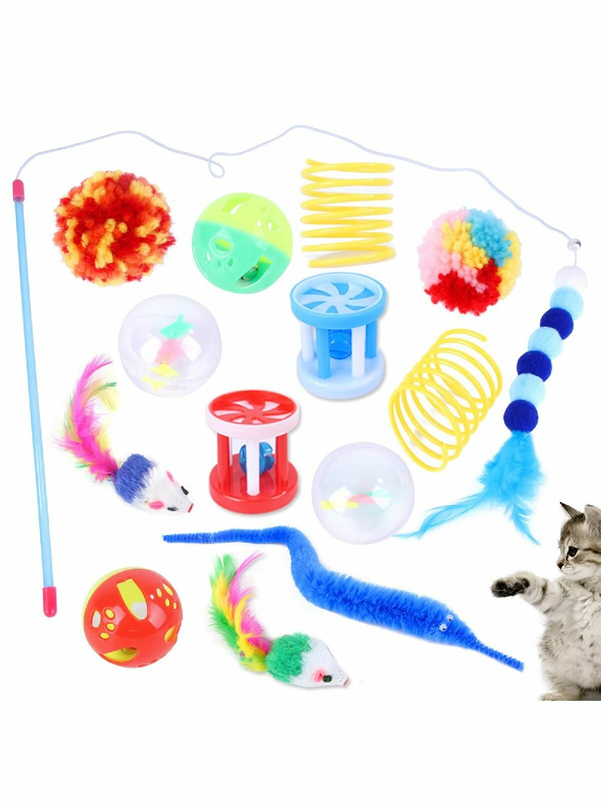 (1 комплект) Кошачья удочка funny cat stick комбинированная Игрушка-№ 6