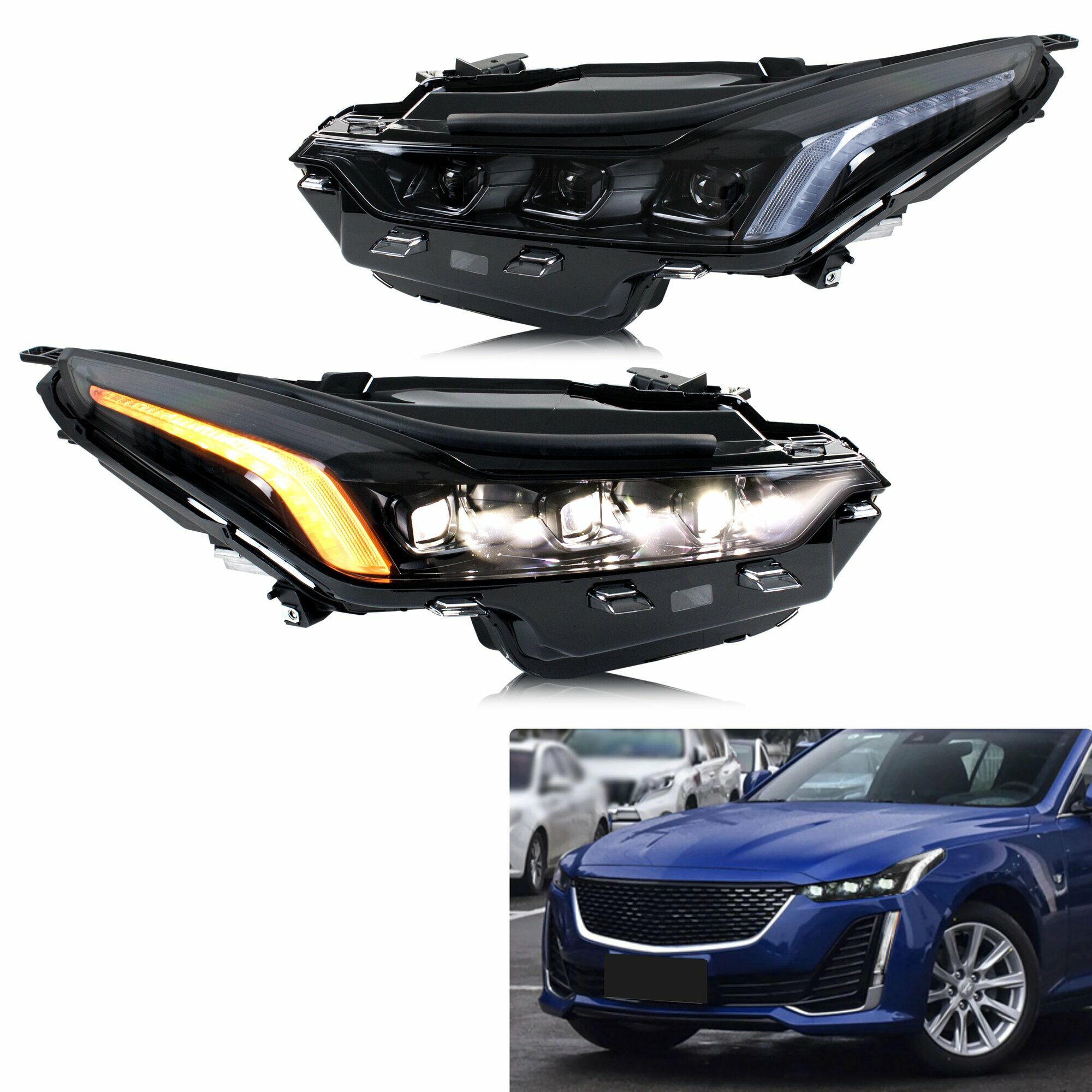 Фаркопы с LED-подсветкой для Cadillac CT5 CT5-V 2020-2026 Premium Luxury Sport DRL Projector Sequential Turn Signal Front Lamps Assembly